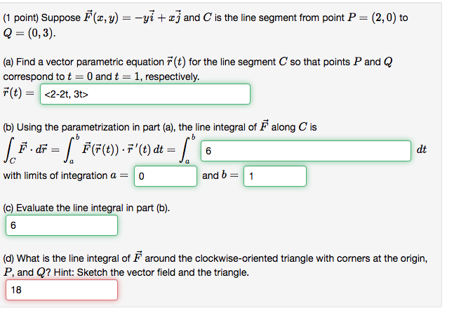 Solved (1 point) Suppose F(1, y) = -yi + xj and C is the | Chegg.com