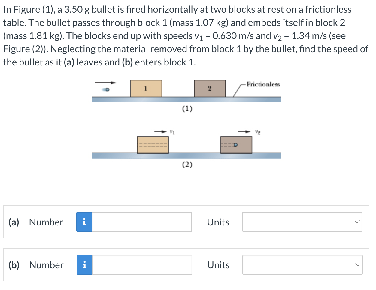 Solved In Figure (1), a 3.50 g bullet is fired horizontally | Chegg.com