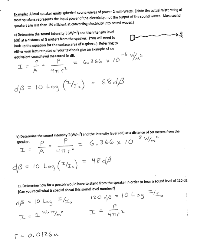 Solved OK Example: A loud speaker emits spherical sound | Chegg.com