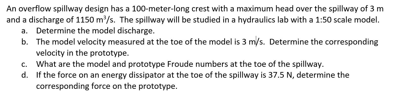 Solved An overflow spillway design has a 100-meter-long | Chegg.com