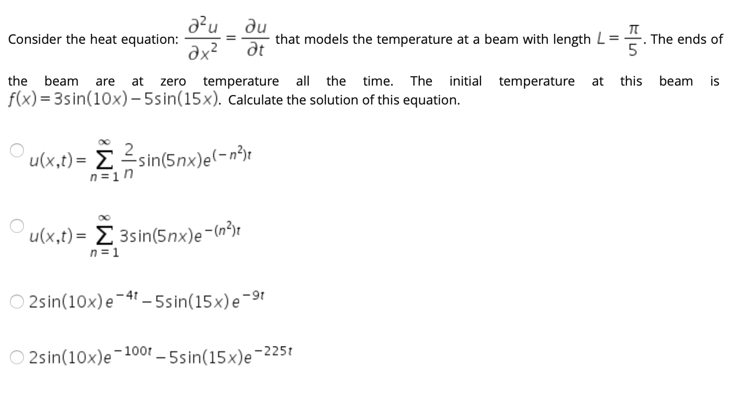 Solved au TT Consider the heat equation: = ди дt that models | Chegg.com