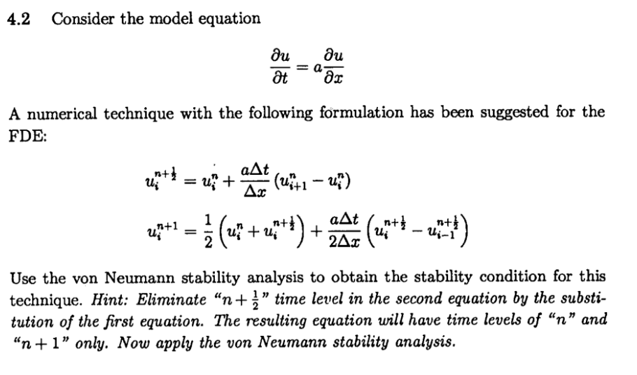 Solved 4.2 Consider the model equation ∂t∂u=a∂x∂u A | Chegg.com