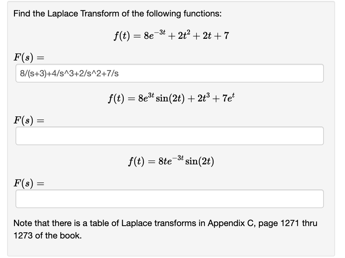 Solved Find the Laplace Transform of the following | Chegg.com