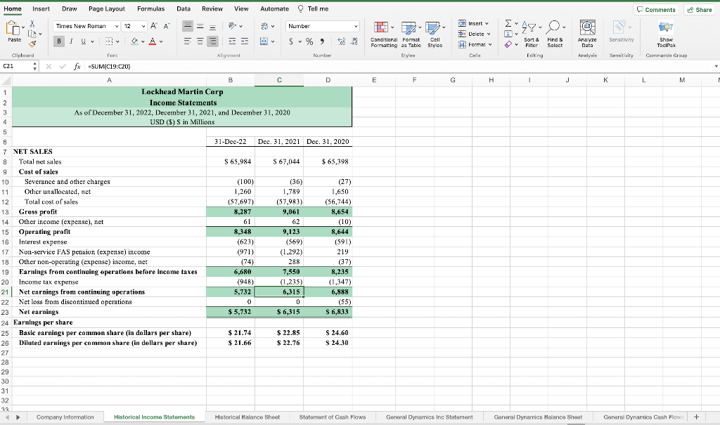 Excel Project: Projecting Financial Statements | Chegg.com
