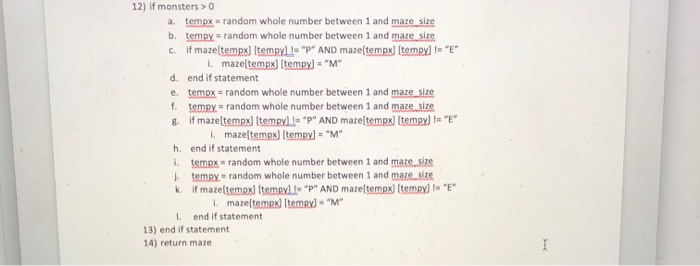 HW1 Algorithms Key Create maze algorithm 1) Function | Chegg.com