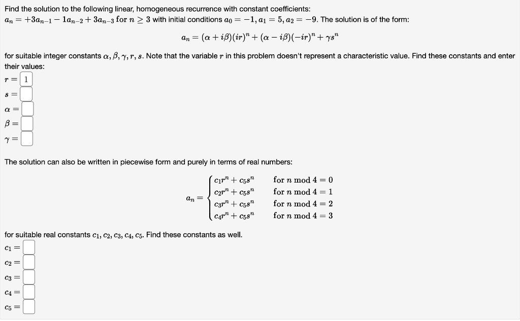 Solved Find the solution to the following linear, | Chegg.com