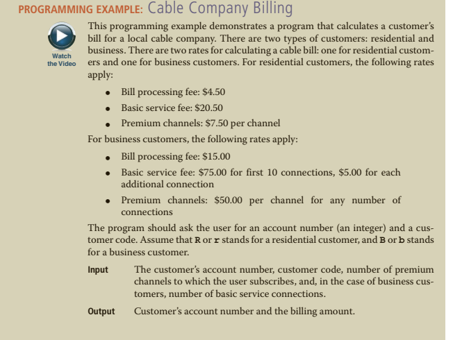 Solved Watch PROGRAMMING EXAMPLE: Cable Company Billing This | Chegg.com