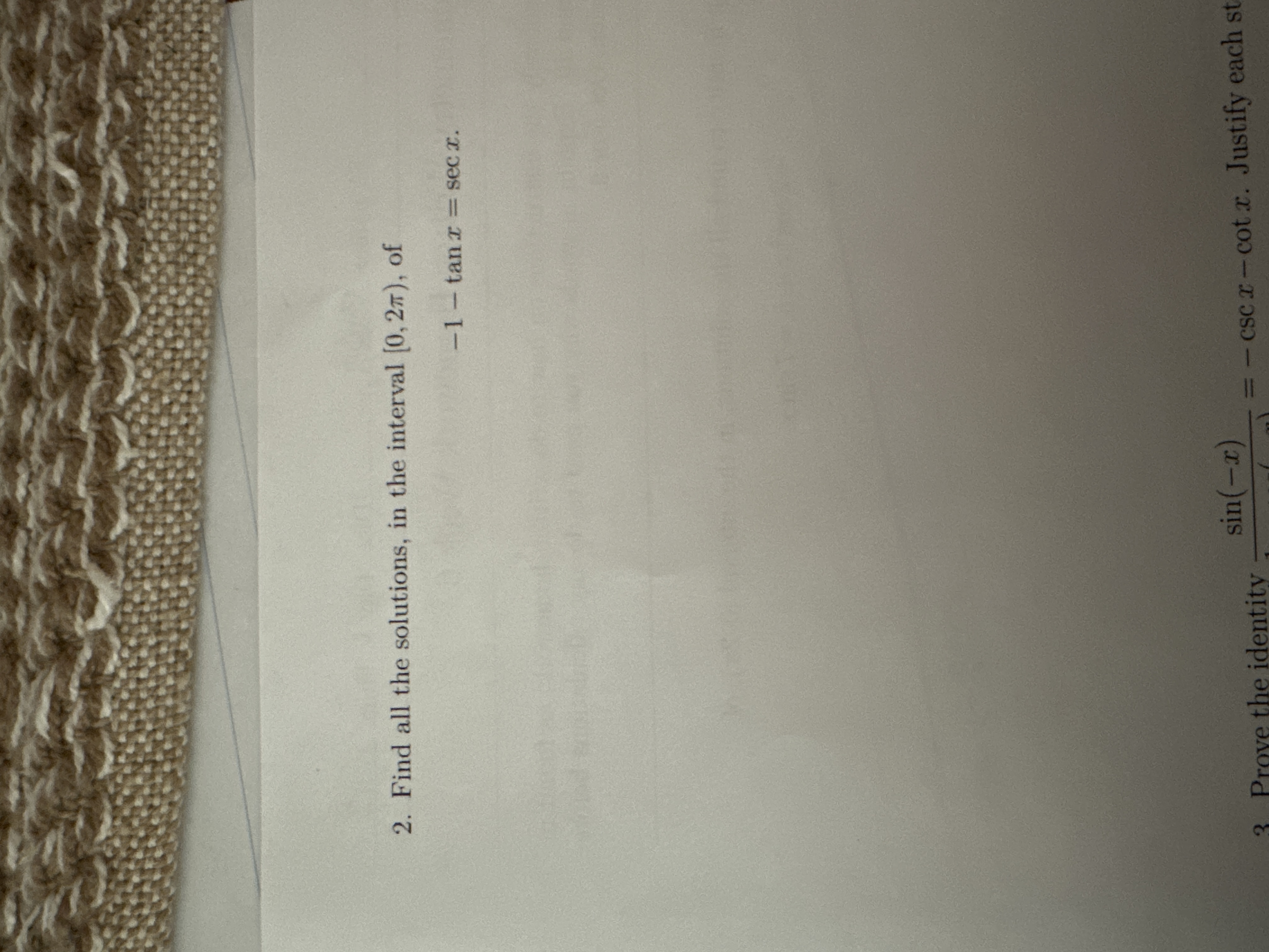 Solved 2. Find all the solutions, in the interval [0,2π), of | Chegg.com