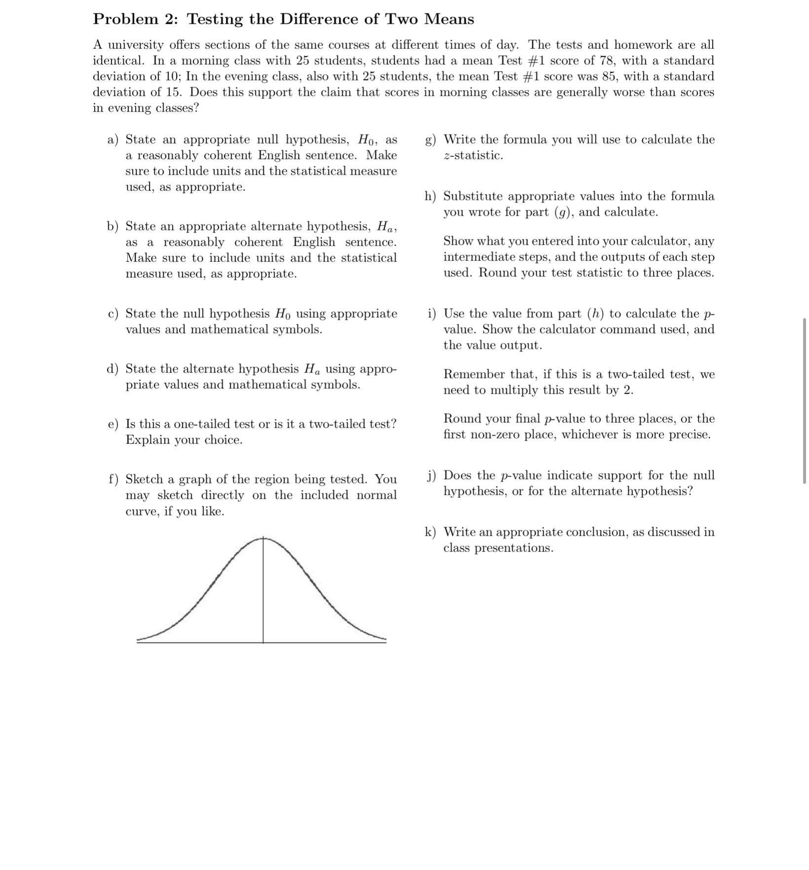 Solved Problem 2: Testing the Difference of Two MeansA | Chegg.com