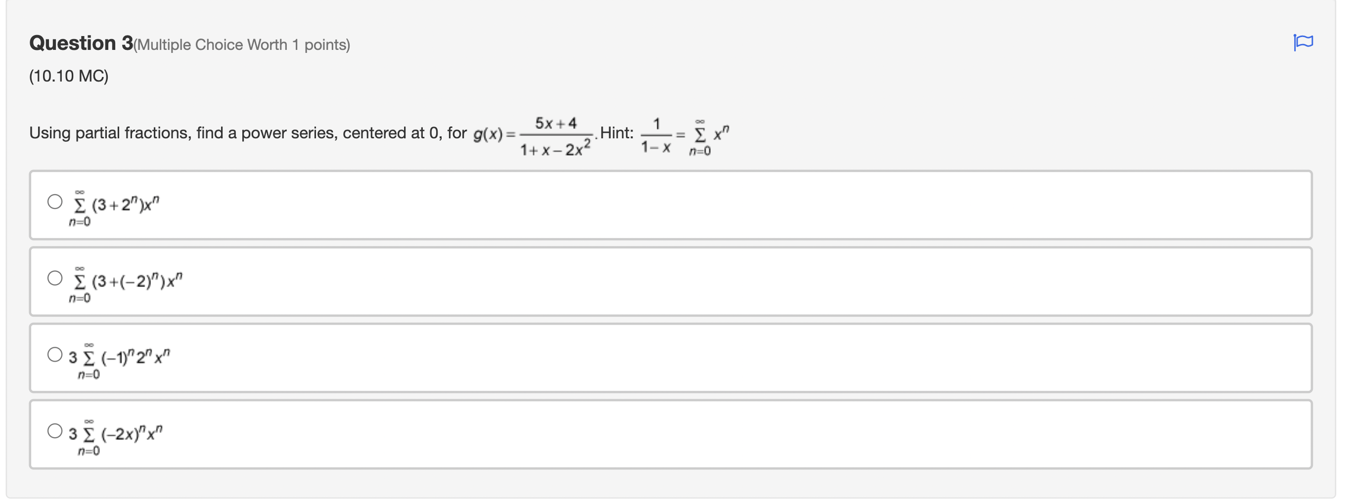 Solved a Question 3(Multiple Choice Worth 1 points) (10.10 | Chegg.com