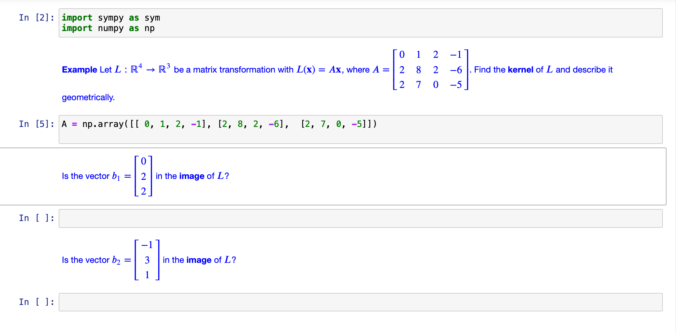 Solved Example Let L:R4→R3 be a matrix transformation with | Chegg.com