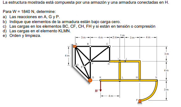 Solved La estructura mostrada está compuesta por una armazón | Chegg.com