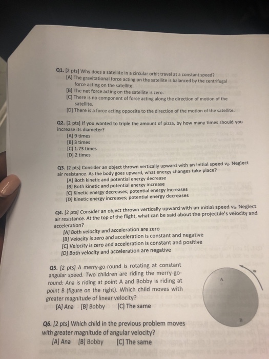 Solved Q1 12 Pts] Why Does A Satellite In A Circular Orbit