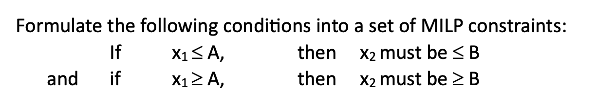 Solved Formulate the following conditions into a set of MILP | Chegg.com