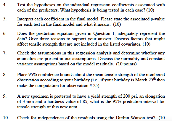 Solved 4. Test the hypotheses on the individual regression | Chegg.com