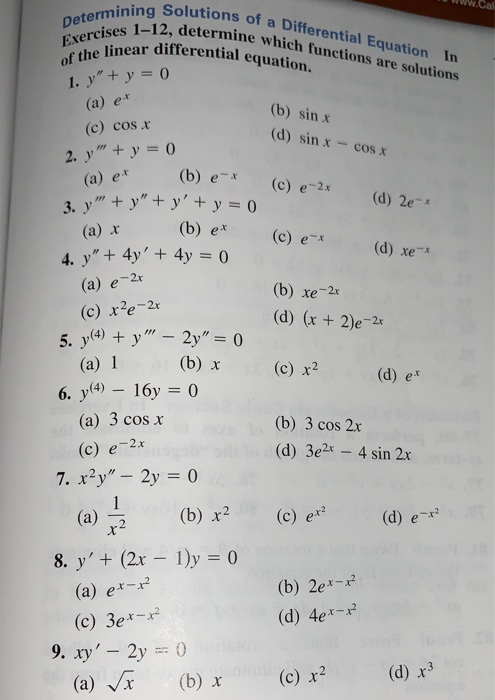 Solved Solutions Exercises 1-12, r the linear differential | Chegg.com