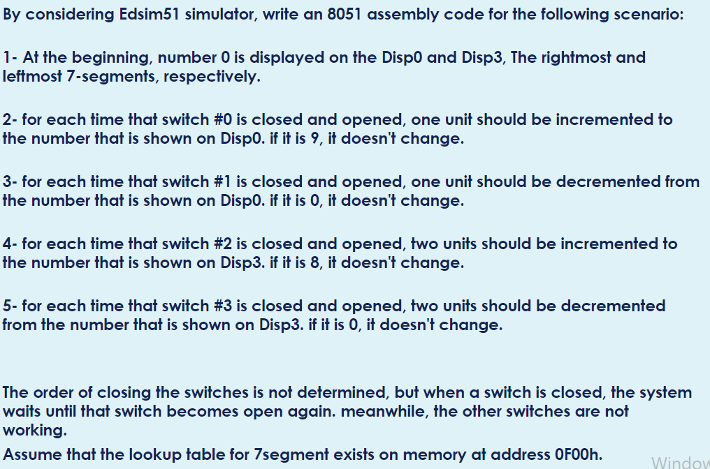 Solved By considering Edsim51 simulator, write an 8051 | Chegg.com