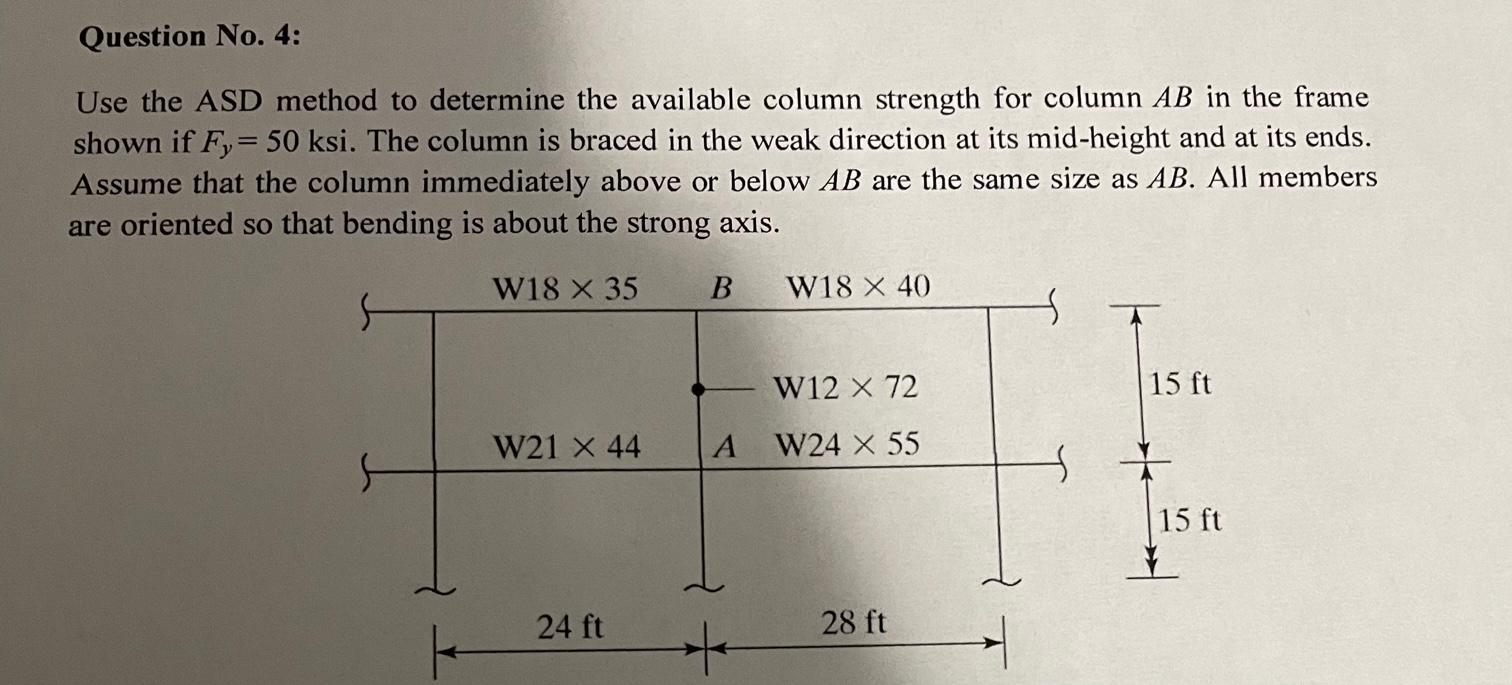 Solved Use the ASD method to determine the available column | Chegg.com