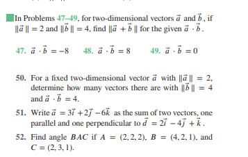 Solved In Problems 47−49, for two-dimensional vectors a and | Chegg.com