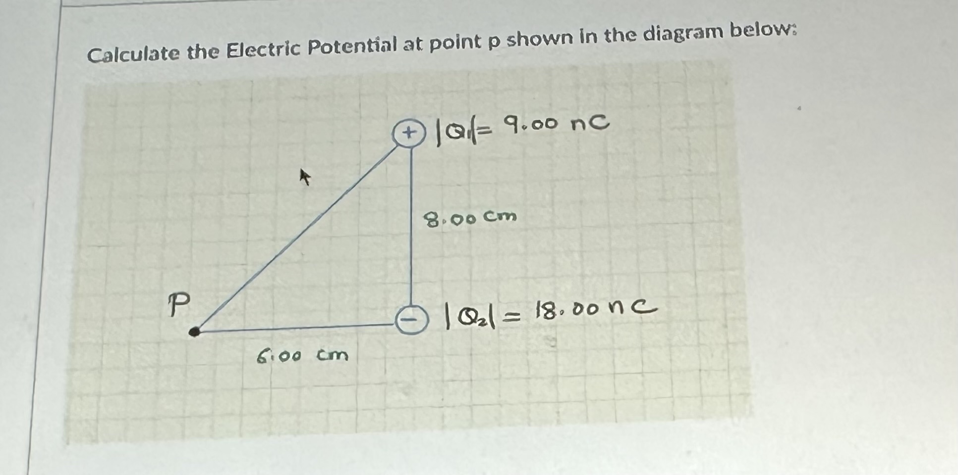 Solved Calculate the Electric Potential at point p shown in | Chegg.com