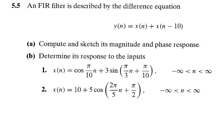 Solved 5.5 An FIR filter is described by the difference | Chegg.com