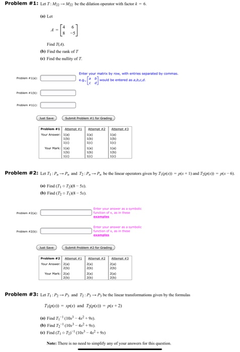 Solved Problem # 1: LesT: M22→M22 be the dilation operator | Chegg.com