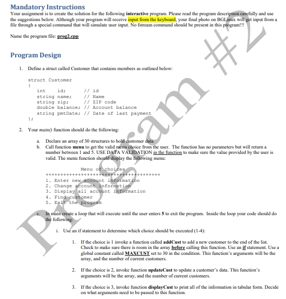 Solved Mandatory Instructions Your assignment is to create | Chegg.com