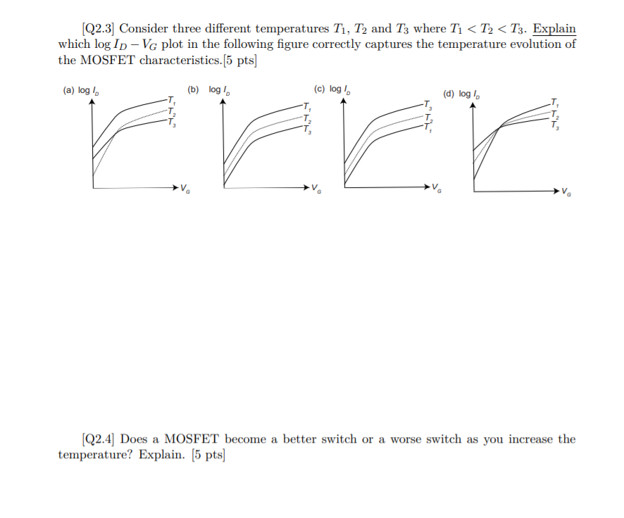 Solved Q2 Temperature dependence of MOSFET characteristics: | Chegg.com