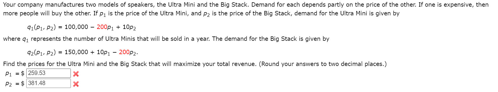 Solved Your company manufactures two models of speakers, the | Chegg.com