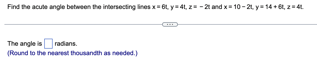 Solved Find the acute angle between the intersecting lines | Chegg.com