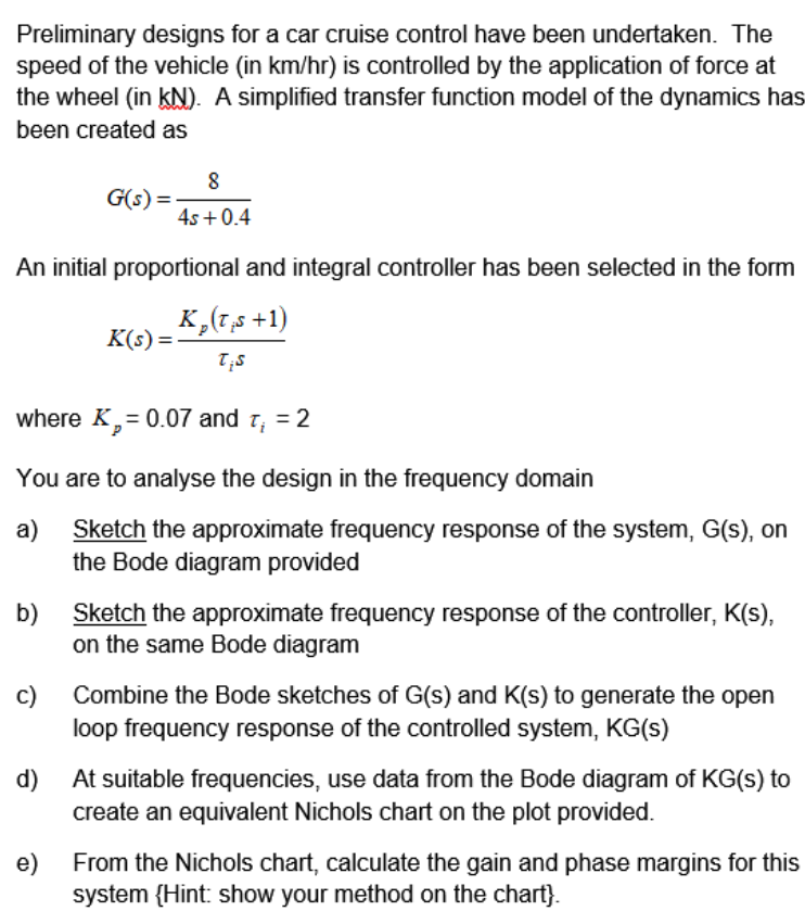 Solved Preliminary designs for a car cruise control have | Chegg.com