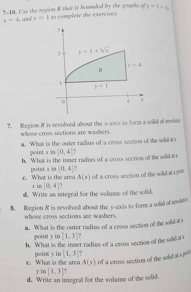 Solved 7-10. Use the region R that is bounded by the graphs | Chegg.com