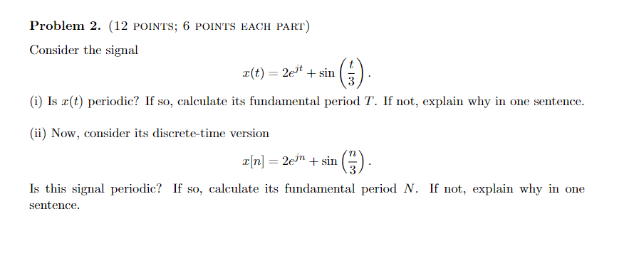 Solved Problem 2. (12 ﻿POINTS; 6 ﻿POINTS EACH PART)Consider | Chegg.com
