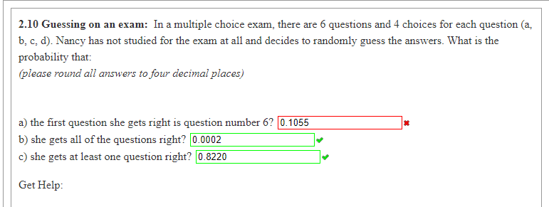 Solved 2.10 Guessing on an exam: In a multiple choice exam, | Chegg.com