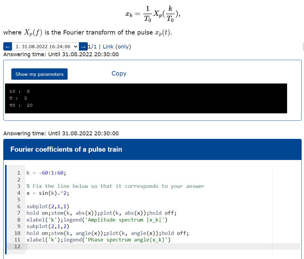 Solved Task 2: Fourier coefficients of a pulse train Signal | Chegg.com