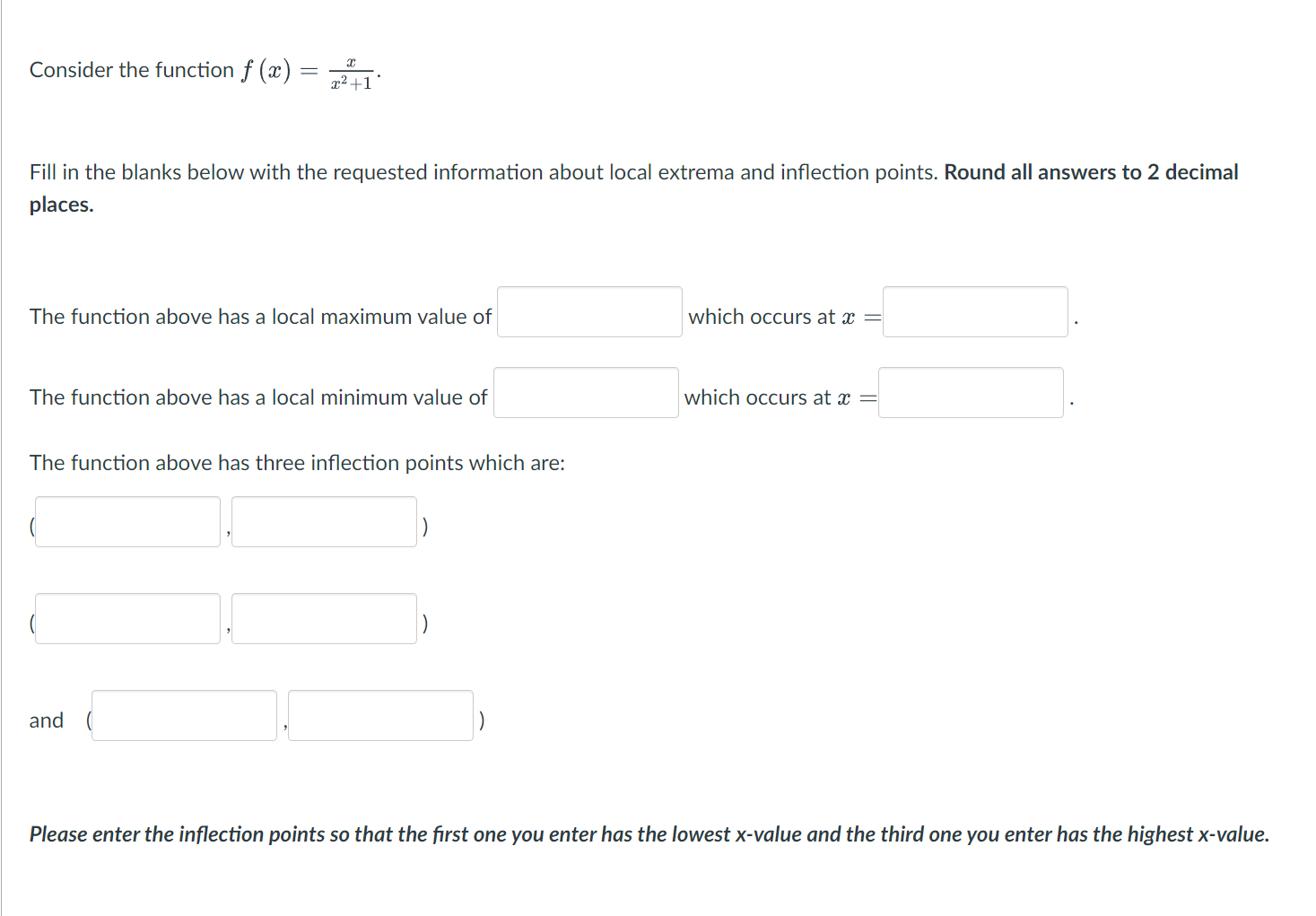 Solved Consider the function f(x)=x2+1x. Fill in the blanks | Chegg.com