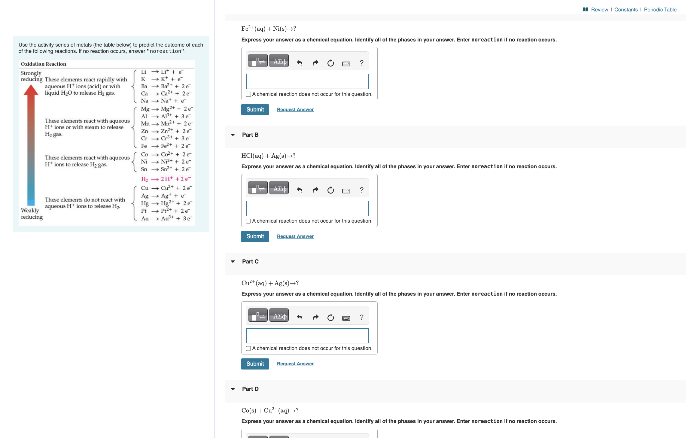 Solved Use the activity series of metals (the table below) | Chegg.com