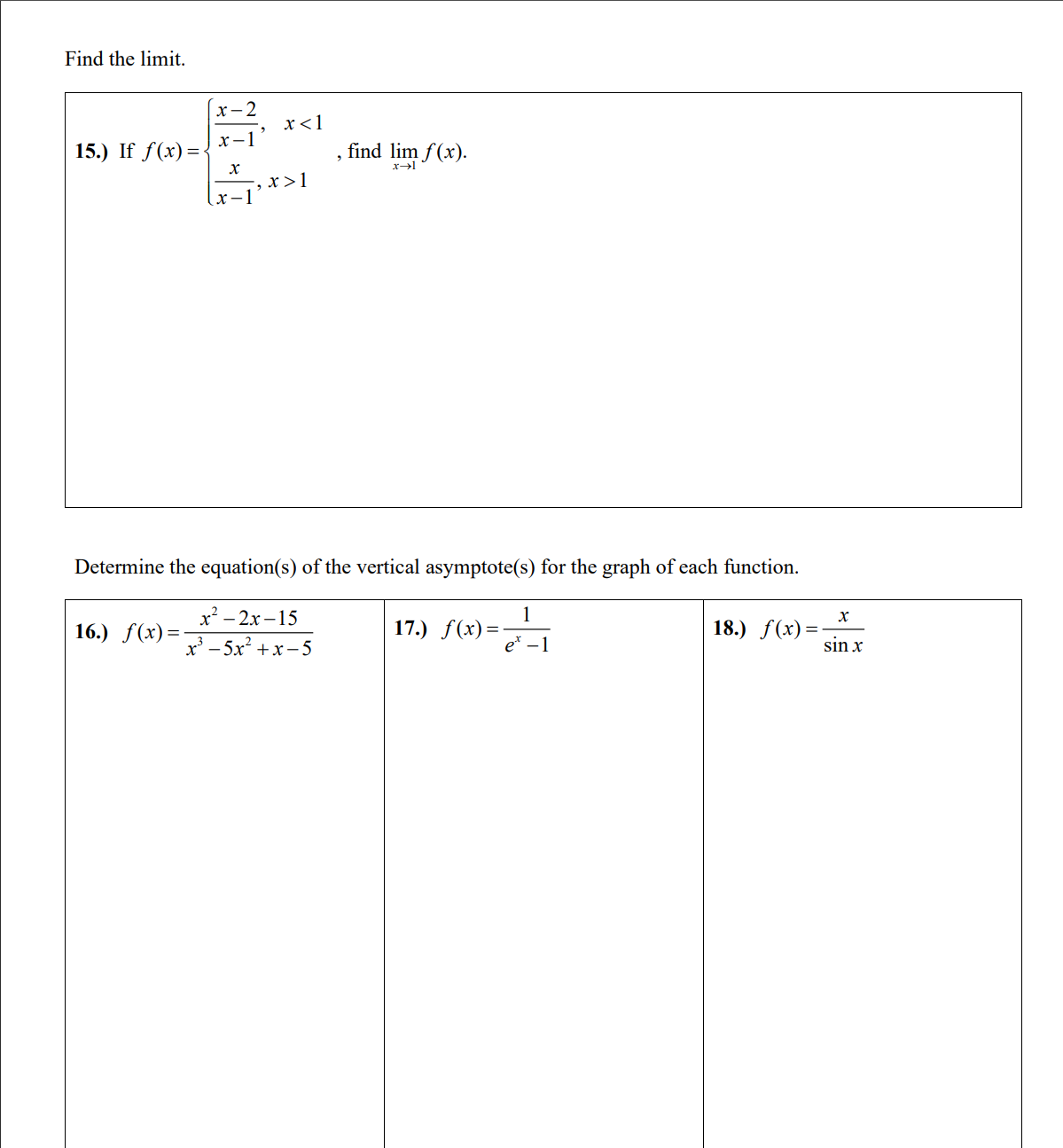 Solved Find the limit. Determine the ecuation(s) of the | Chegg.com