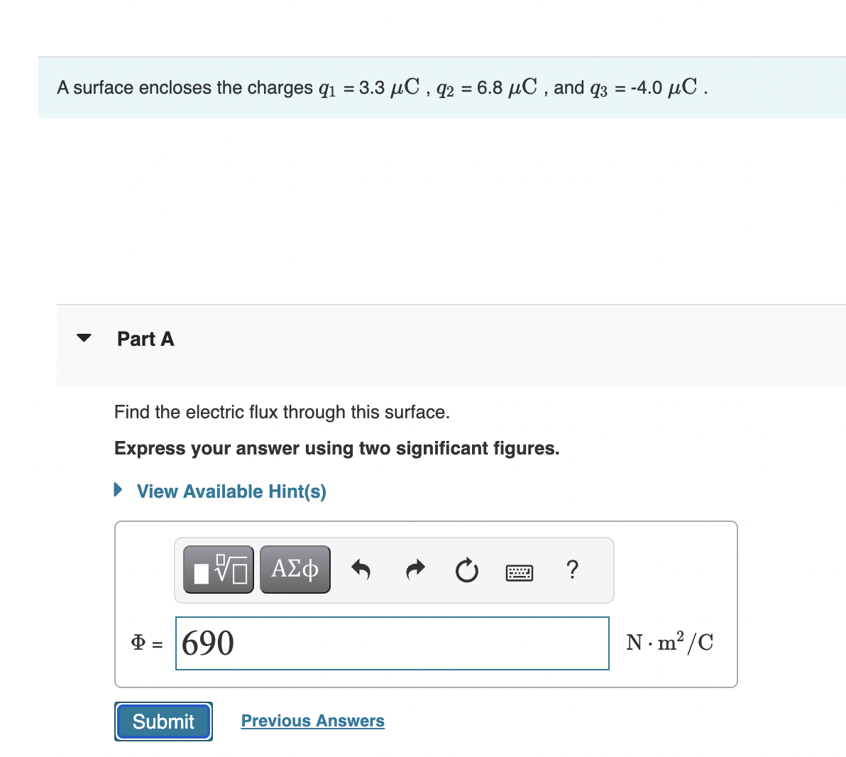 Solved A surface encloses the charges q1=3.3μC,q2=6.8μC, | Chegg.com
