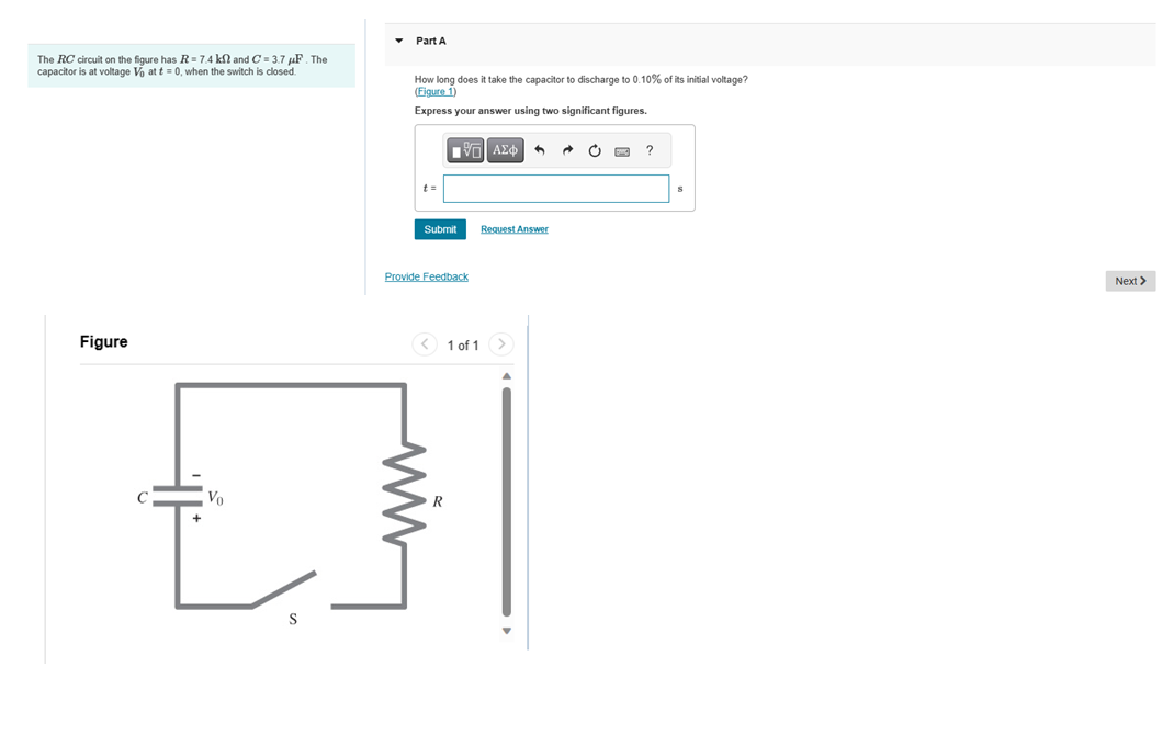 Solved The RC ﻿circuit on the figure has R=7.4kΩ ﻿and | Chegg.com