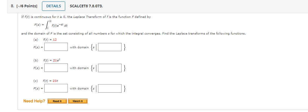 Solved If f(t) is continuous for t≥0, the Laplace Transform | Chegg.com