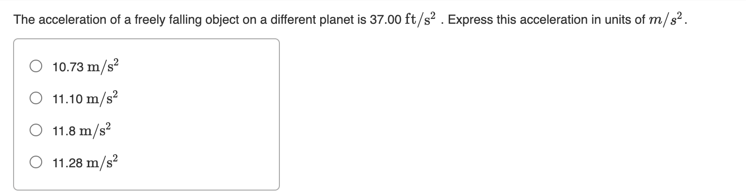 Solved The acceleration of a freely falling object on a | Chegg.com