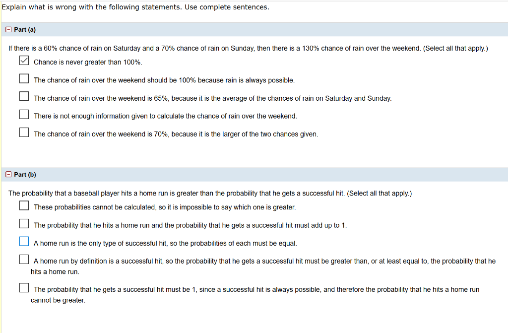 Solved Explain what is wrong with the following statements. | Chegg.com