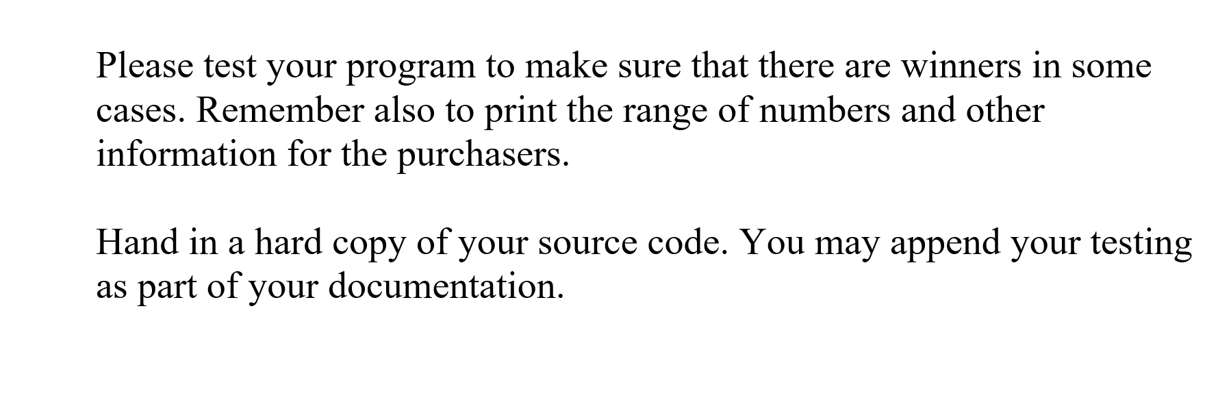 Solved Write a java program “Running a lottery for | Chegg.com
