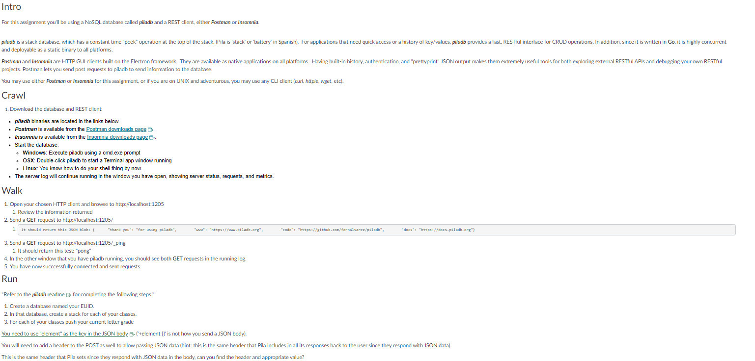 Solved For this assignment you'll be using a NoSQL database | Chegg.com