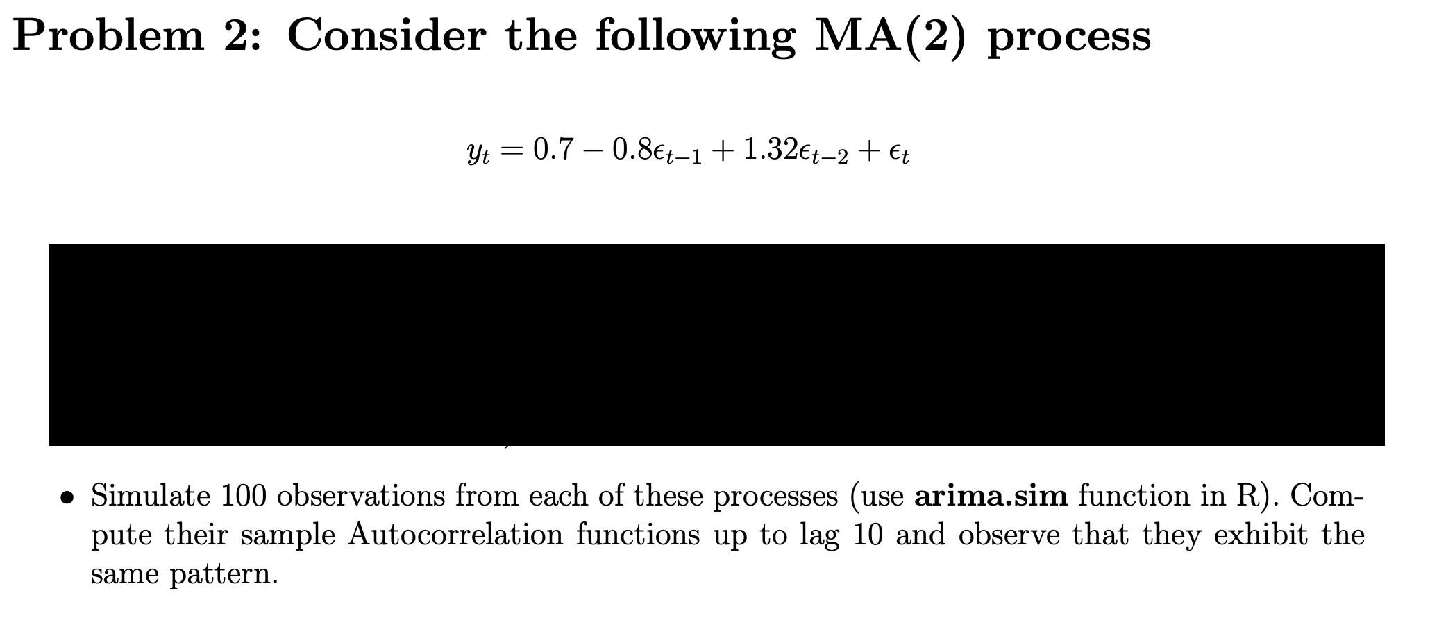 Solved Problem 2: Consider the following MA(2) process Yt = | Chegg.com