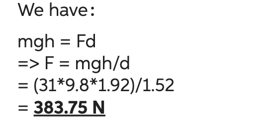 Solved Work = Fd ? mgh? What is the right process of | Chegg.com