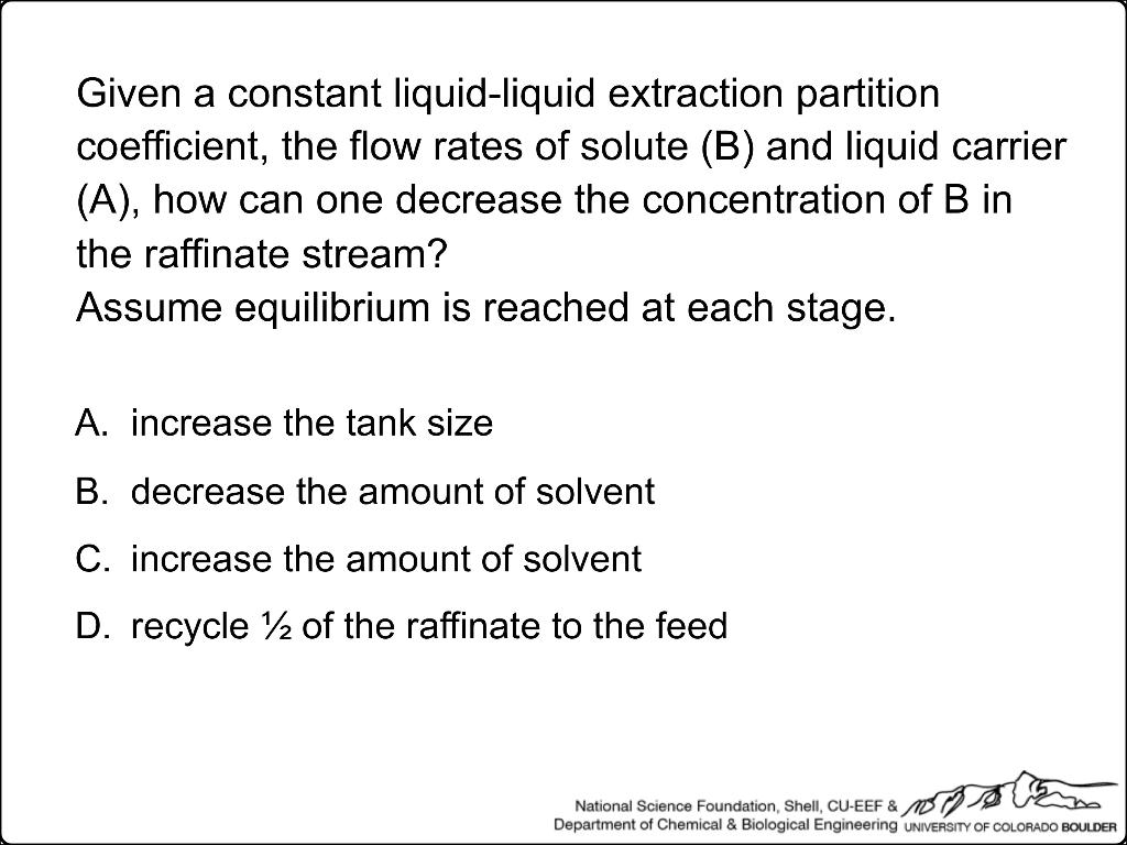 Solved Given A Constant Liquid Liquid Extraction Partition