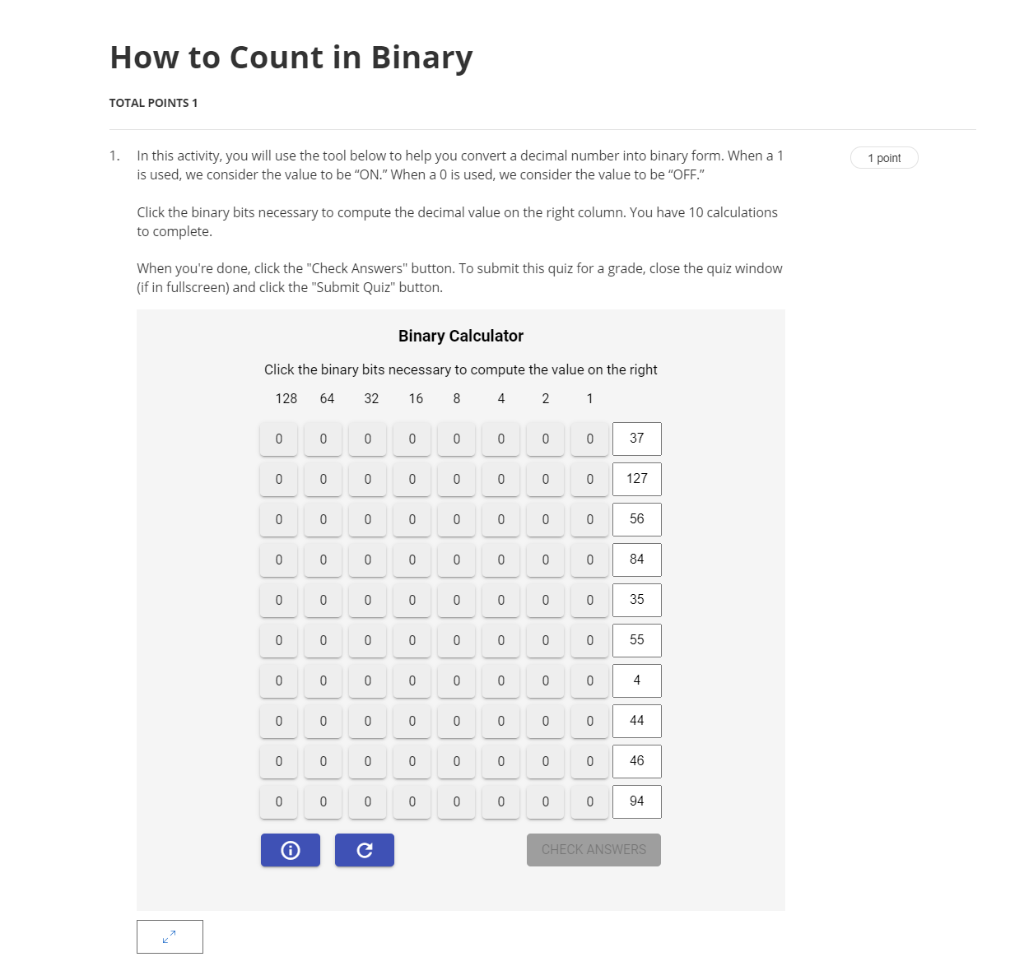 Solved How To Count In Binary TOTAL POINTS 1 1 In This Chegg