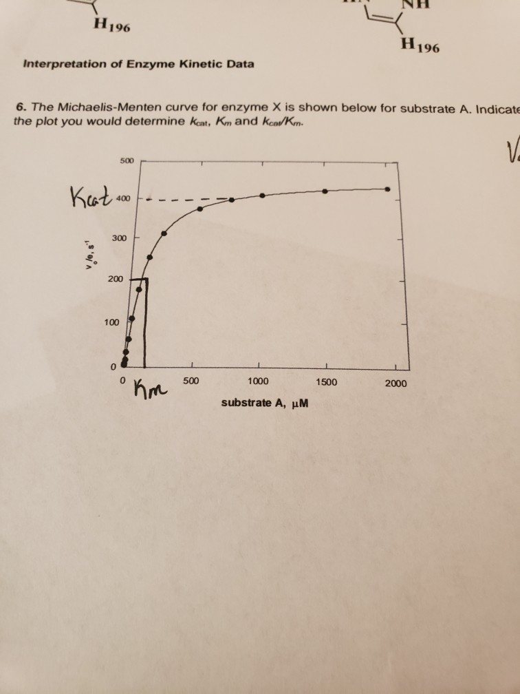 Solved 6. The Michaelis-Menten curve for enzyme X is shown | Chegg.com